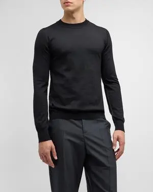 MAISON MARGIELA Men's Wool-cotton Sweater With Piping Black