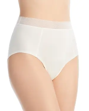 Uwila Warrior Silk High Waisted Lace Trim Briefs - Winter White