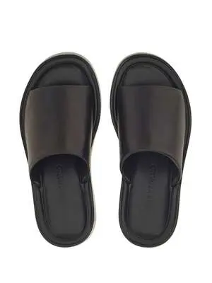 FERRAGAMO Crossover-strap Leather Slides - Black