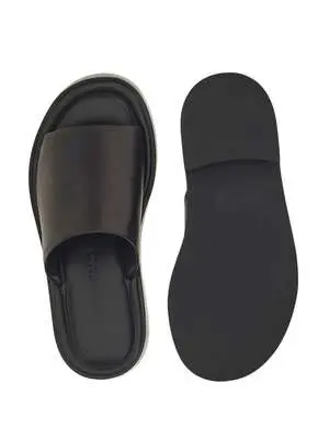 FERRAGAMO Crossover-strap Leather Slides - Black