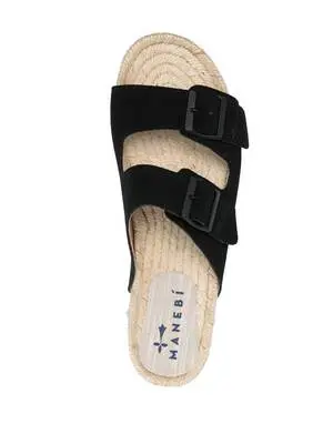 Manebí Buckled Espadrille Sandals - Black