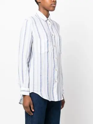 FAY Vertical-stripe Print Linen Shirt