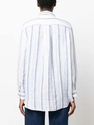 FAY Vertical-stripe Print Linen Shirt