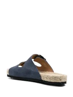 Manebí Buckle-strap Suede Espadrille Sandals - Blue