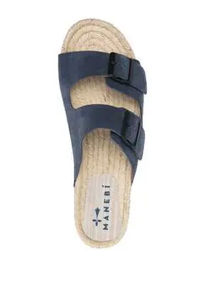 Manebí Buckle-strap Suede Espadrille Sandals - Blue