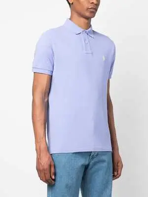Polo Ralph Lauren Embroidered-logo Short-sleeved Polo Shirt - Blue