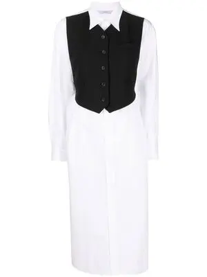 PUSHBUTTON Waistcoat-detail Shirt Dress