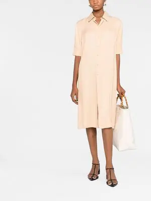 JIL SANDER Short-sleeve Midi Shirt Dress - Neutrals