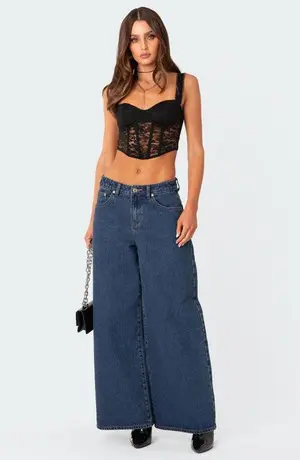 EDIKTED Davina Lace Corset Crop Top