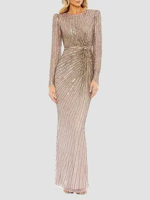 Mac Duggal Embellished Knotted Column Gown