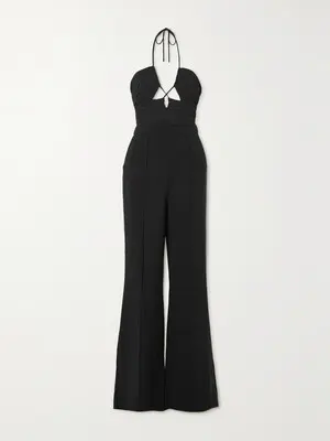 Simkhai Gala Cutout Pleated Jersey Halterneck Jumpsuit - Black