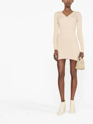 COURREGES Ribbed-knit Zip-up Dress