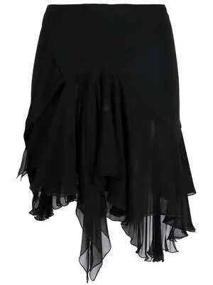 Versace Asymmetric Pleated Skirt - Black