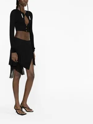 Versace Asymmetric Pleated Skirt - Black