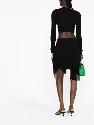 Versace Asymmetric Pleated Skirt - Black