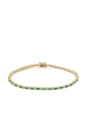 SUZANNE KALAN 18kt Yellow Gold Emerald Tennis Bracelet - Green