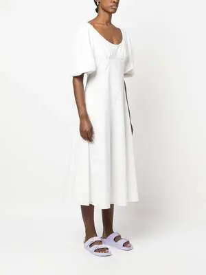 Kenzo Embroidered Puff-sleeve Midi Dress