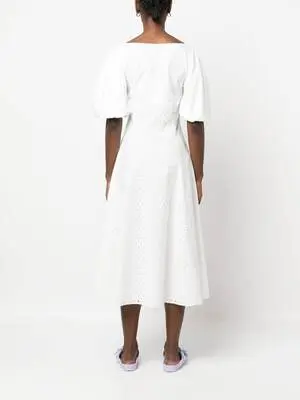 Kenzo Embroidered Puff-sleeve Midi Dress