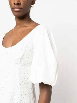 Kenzo Embroidered Puff-sleeve Midi Dress