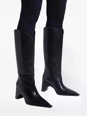 Coperni Bridge Cowboy Leather Boots - Black