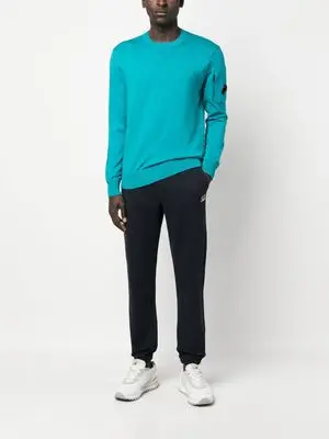 C.P. COMPANY Cotton Embroidered-logo Track Pants - Blue
