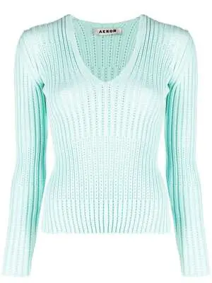 AERON Ribbed V-neck Top