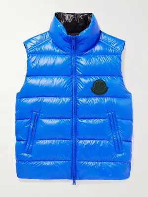 Moncler Parke Logo-appliquéd Quilted Down Gilet - Blue