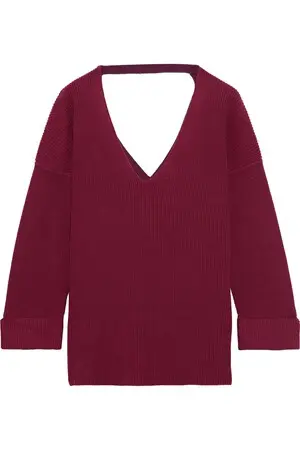 Autumn Cashmere Cutout Ribbed Cotton Sweater