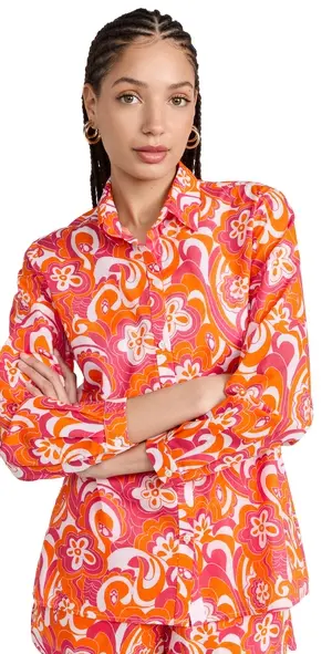 Playa Lucila Retro Top - Pink/orange Print