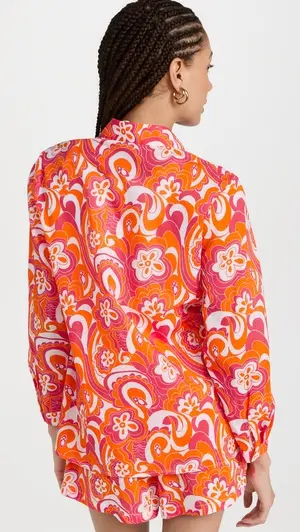 Playa Lucila Retro Top - Pink/orange Print