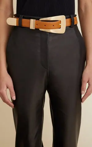 Khaite Lucca Leather Belt Tan