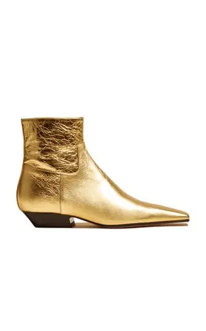 Khaite Marfa Classic Metallic Leather Ankle Boots  It 39.5 Gold