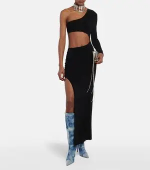 Alexandre Vauthier Tie-dye Denim Knee-high Boots - Blue