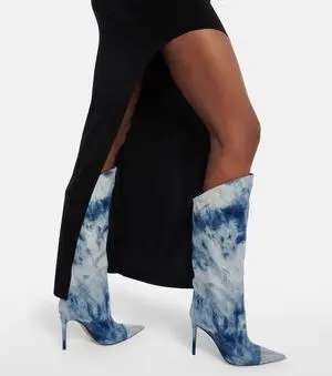 Alexandre Vauthier Tie-dye Denim Knee-high Boots