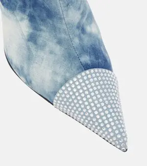 Alexandre Vauthier Tie-dye Denim Knee-high Boots - Blue