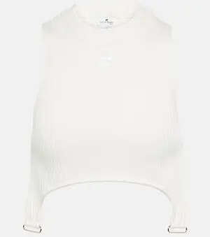 COURREGES Courrèges Ribbed-knit Cropped Top - White