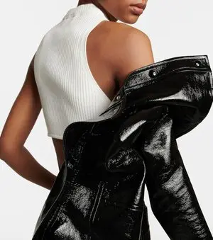 COURREGES Courrèges Ribbed-knit Cropped Top - White