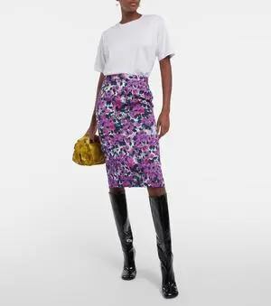 Dries Van Noten Floral Croc-effect Midi Skirt