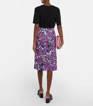 Dries Van Noten Floral Croc-effect Midi Skirt