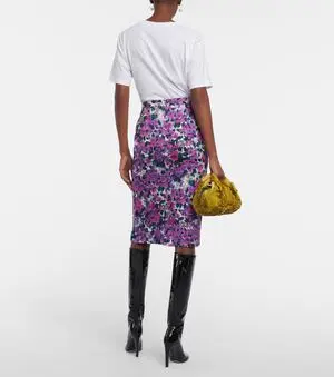 Dries Van Noten Floral Croc-effect Midi Skirt