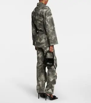 Blumarine Belted Printed Denim Jacket