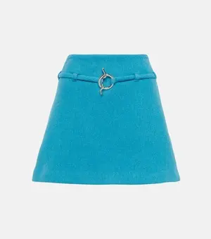 GANNI Wool-blend Mini Skirt - Blue