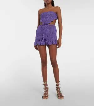 Anna Kosturova Triangular Crochet Top - Purple