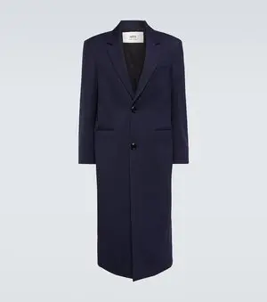 AMI Paris Ami Paris Virgin Wool Coat Blue