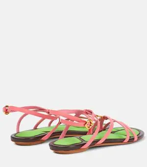Jacquemus Embellished Leather Strappy Sandals - Pink