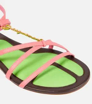 Jacquemus Embellished Leather Strappy Sandals - Pink