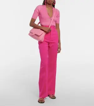 Jacquemus Embellished Leather Strappy Sandals - Pink