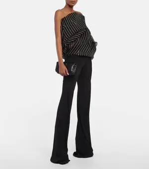 Rick Owens Striped Strapless Silk Top