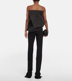 Rick Owens Striped Strapless Silk Top