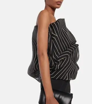 Rick Owens Striped Strapless Silk Top